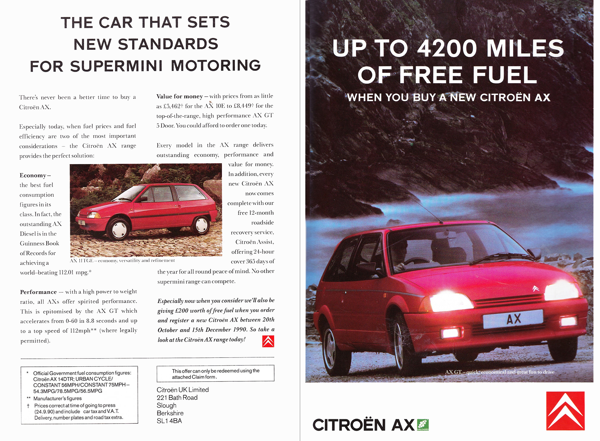 1990 British Citroën AX leaflet
